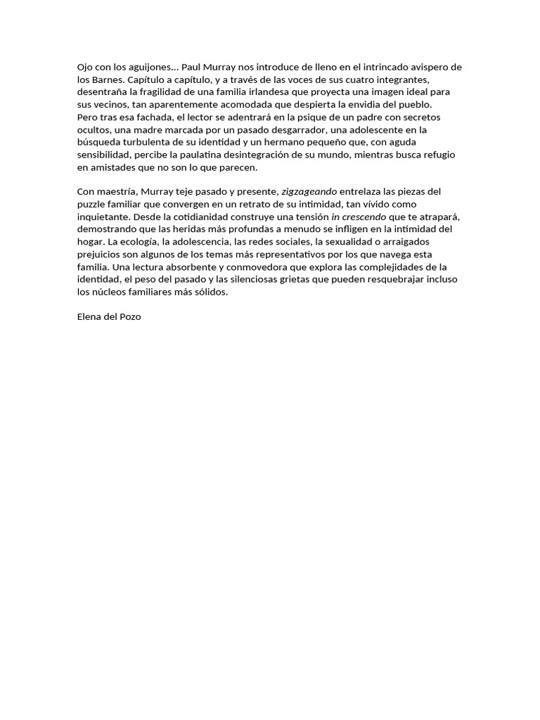 La Picadura de La Abeja Elena Del Pozo | PDF