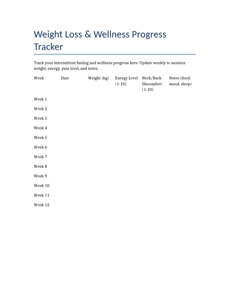 Weight Loss Progress Tracker | PDF