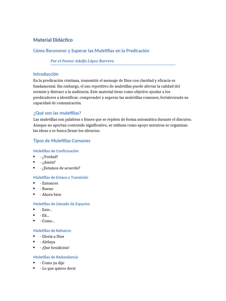 Superar Muletillas en la Predicación | PDF