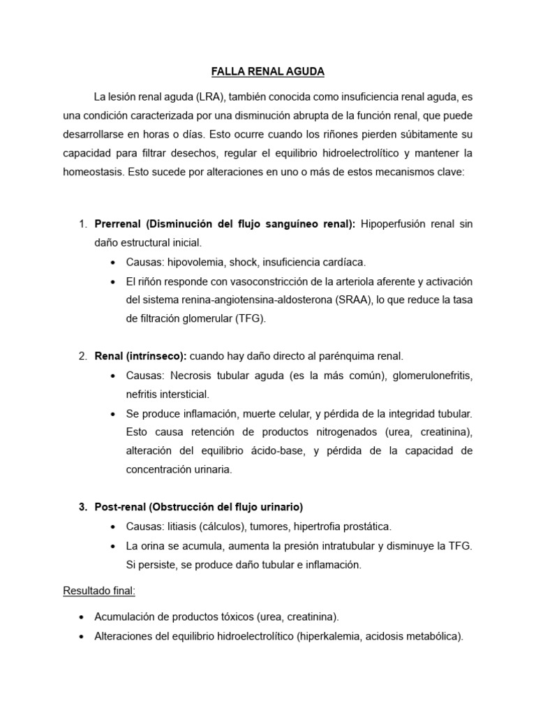 FALLA RENAL AGUDA Y CRONICA | PDF | Riñón | Especialidades Medicas