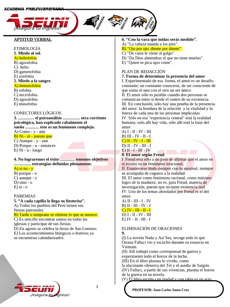 Simulacro 7 Av - Ciclo Semestral | PDF | Amor