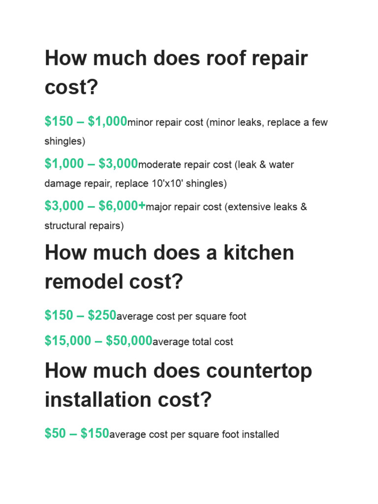 Repair Costs | PDF