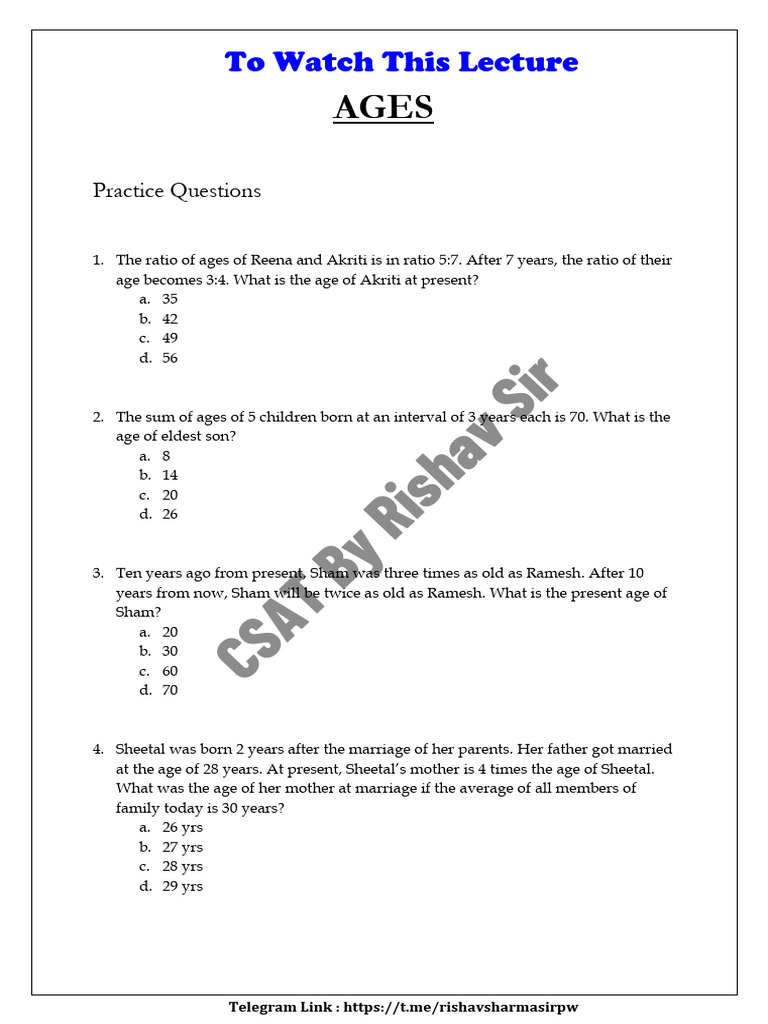 Ages - by Rishav Sharma Sir | PDF | Family | Living Arrangements
