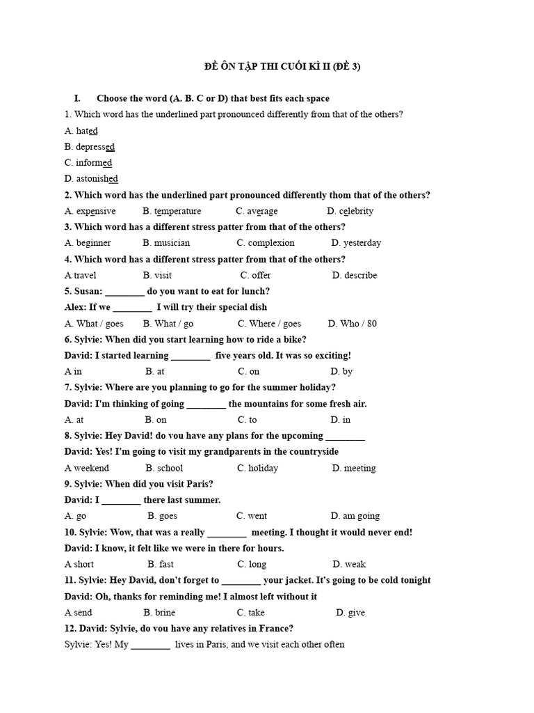 (LỚP 6) ĐỀ ÔN THI HKII LỚP 6 (ĐỀ 3) | PDF | Toothbrush | Water