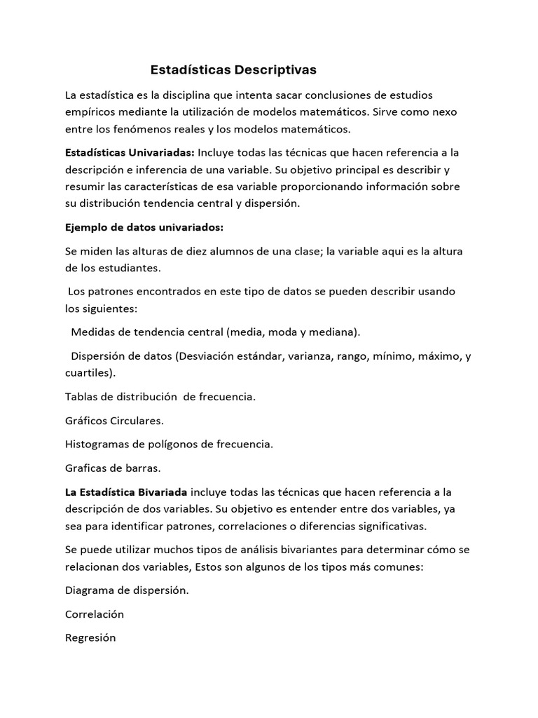 Estadísticas Descriptivas | PDF