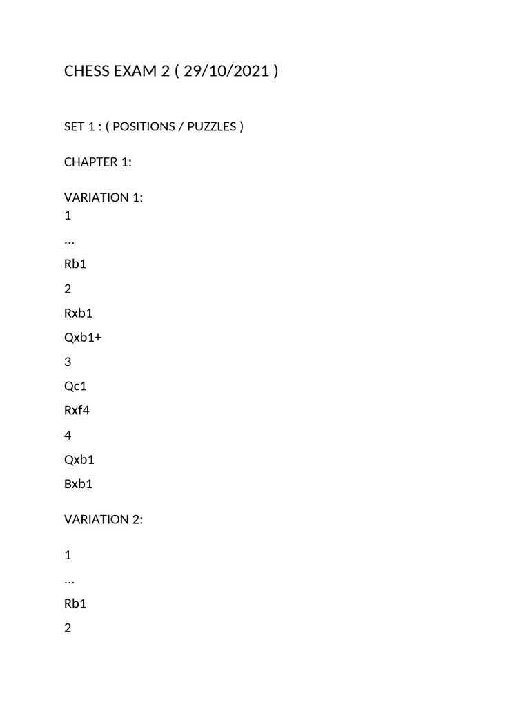 Chess Exam 2 | PDF