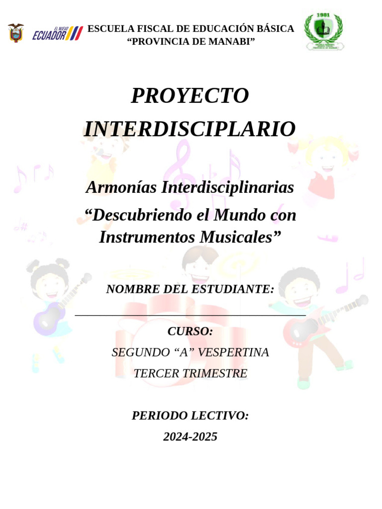 Proyecto Interdisciplario 2do Adap | PDF | Instrumentos musicales | Educación primaria