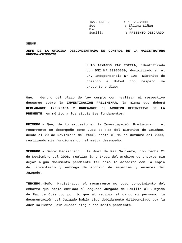 Absuelvo Inv Prel. Ii | PDF | Ley Pública | Judicaturas