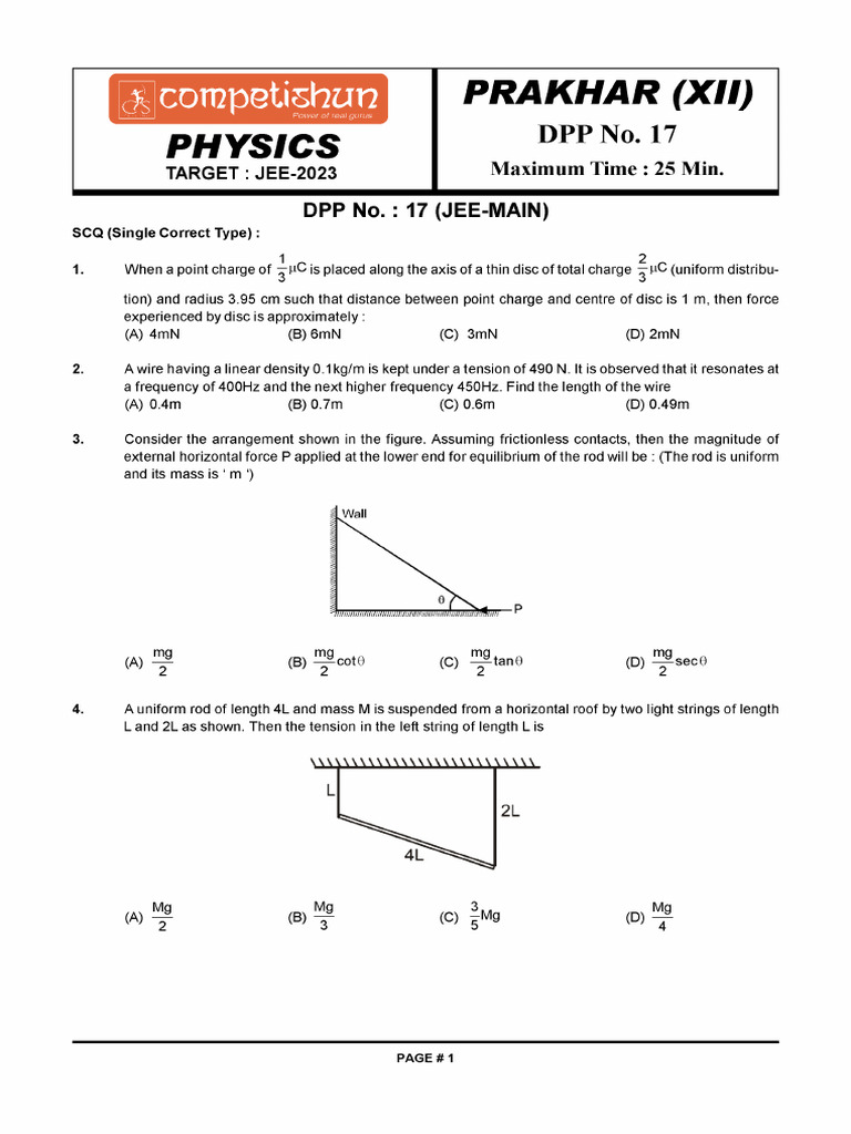 DPP 17 Physics | PDF