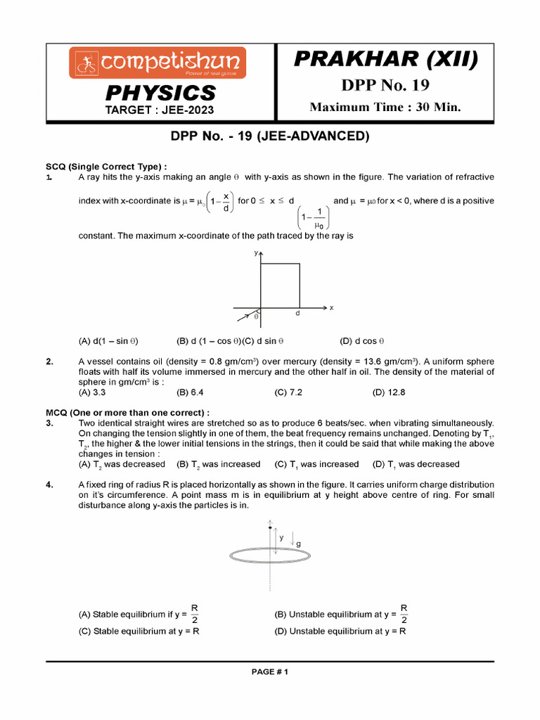 DPP-19 Physics | PDF