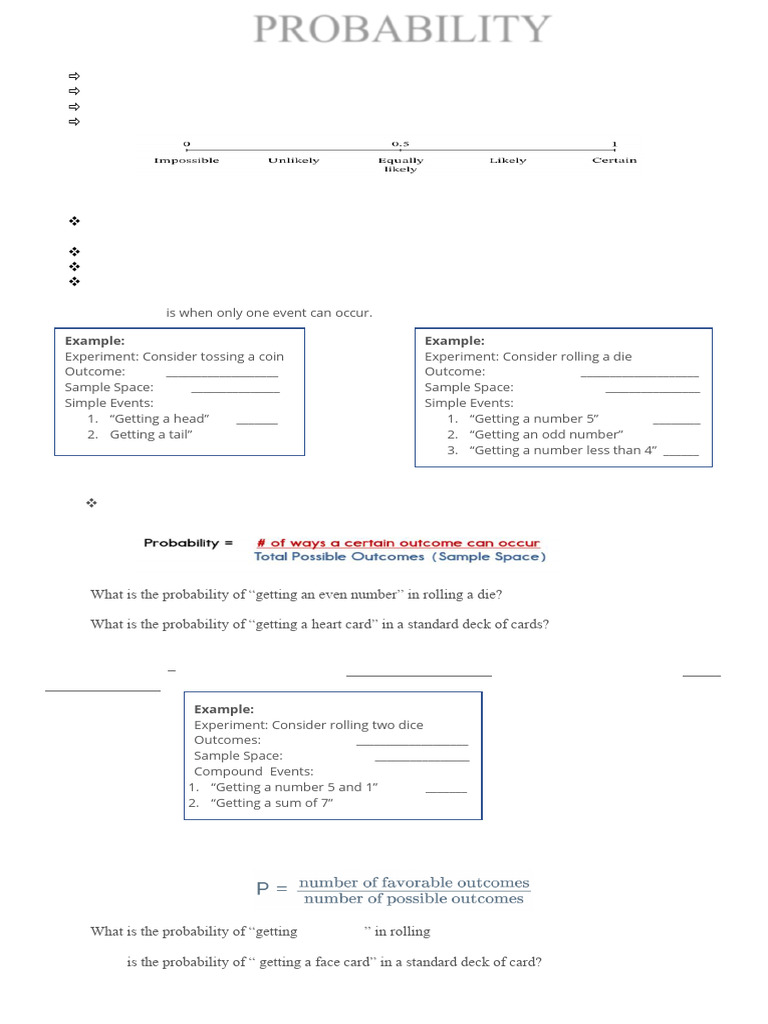 Probability (Union, Intersection, Mutually and Not Mutually Exclusive Events) | PDF ...