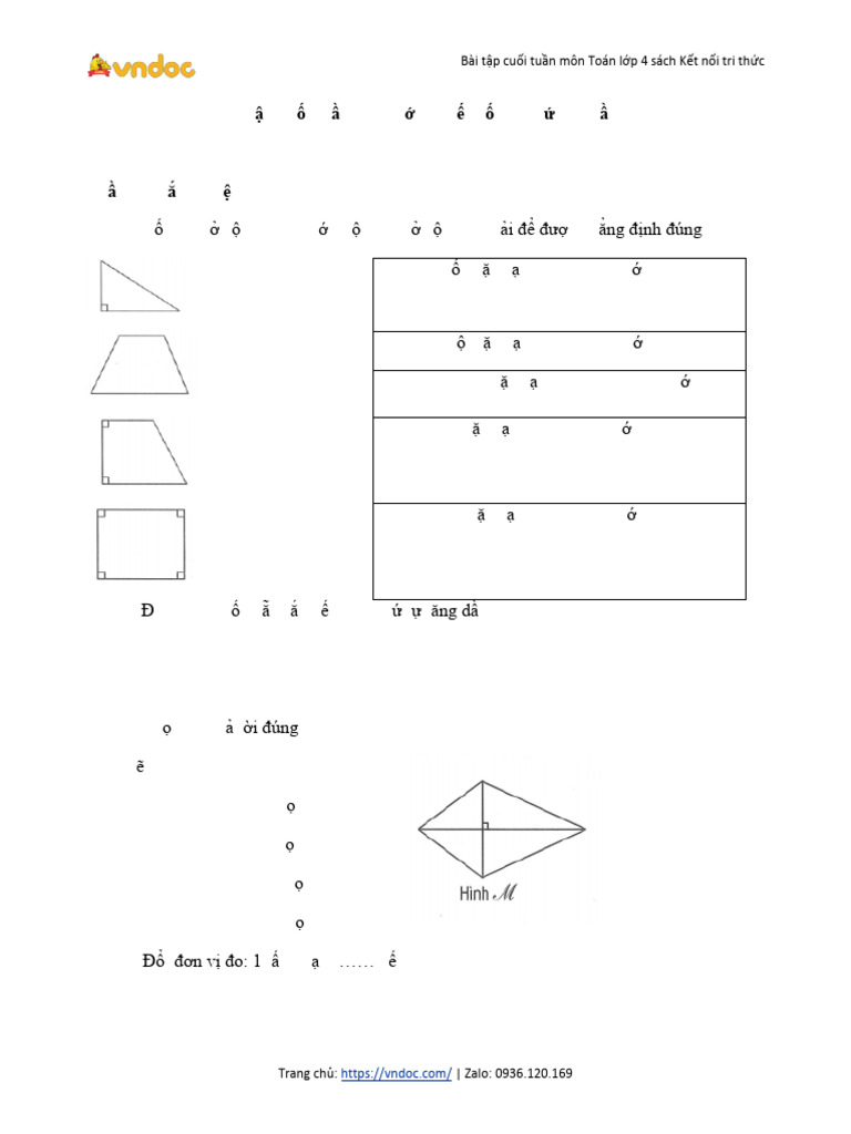 Phieu Bai Tap Co Ban Toan 4 Tuan 8 KNTT | PDF