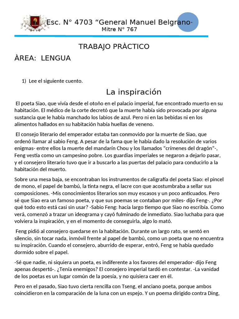 Trabajo Pràctico Lengua | PDF