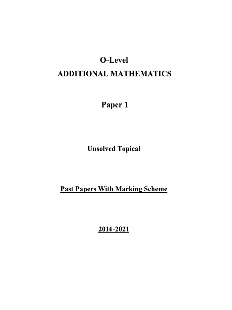 O-Level Add Math P1 | PDF