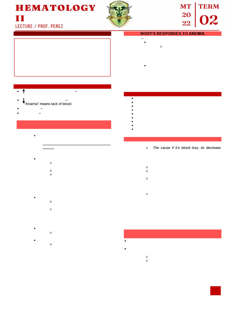 Prelim Finals Hema Lec | PDF | Anemia | Vitamin B12