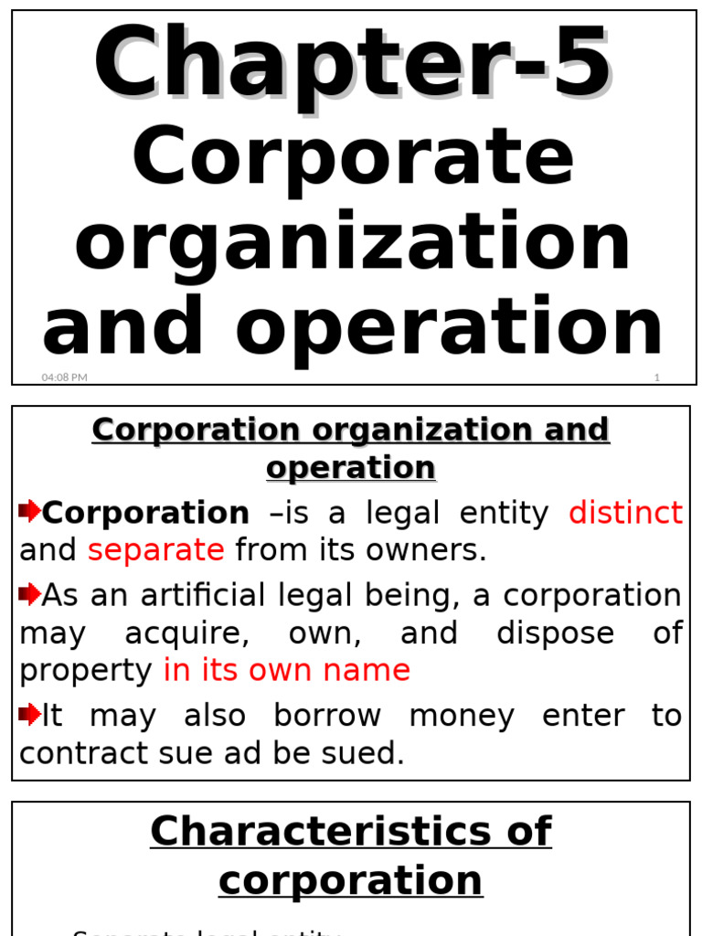 Corporate Organization and Operations Guide | PDF | Stocks | Dividend
