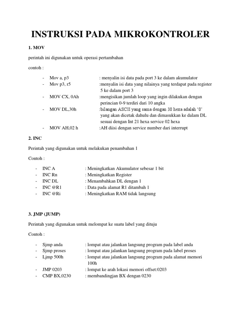 Instruksi Pada Mikrokontroler | PDF | Komputer