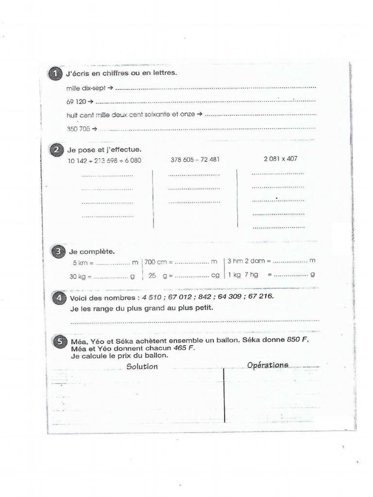 Mathématiques CM1 20 Avril | PDF