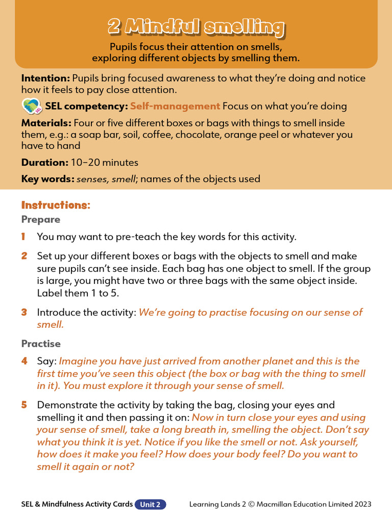Learning Lands 2 SEL and Mindfulness Activity Cards Unit 2 | PDF ...
