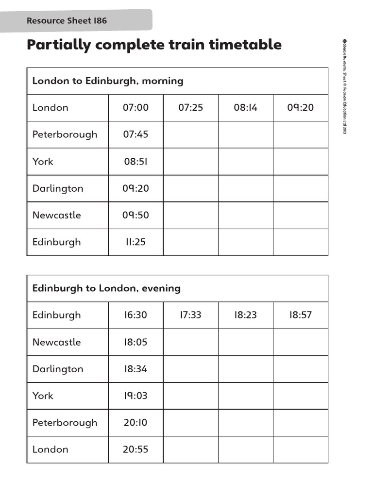 Train Timetable Sheet | PDF