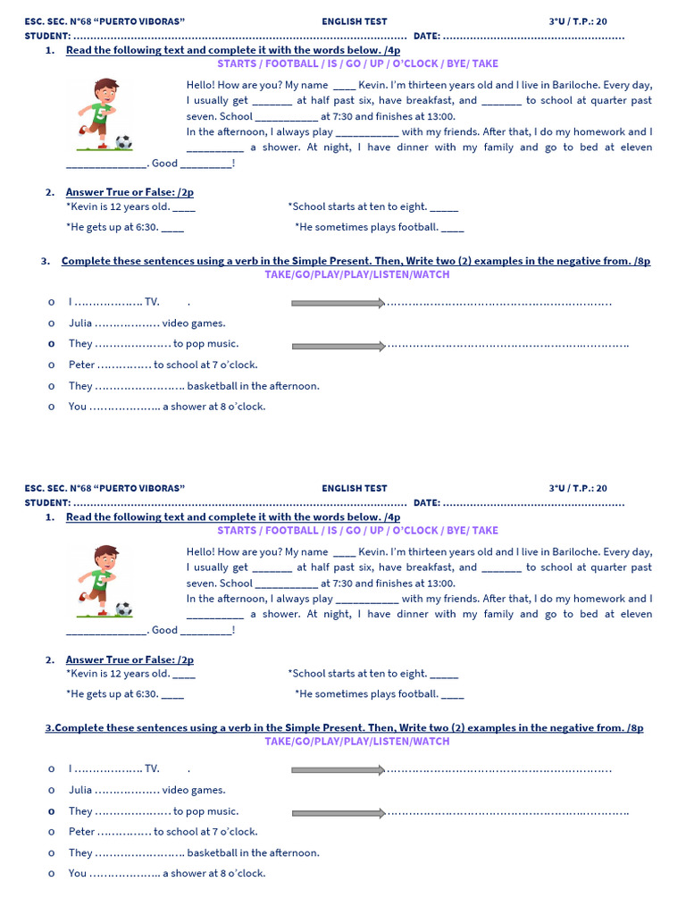 Exámen N° 4 - Simple Present - 2021 | PDF | Linguistic Typology ...