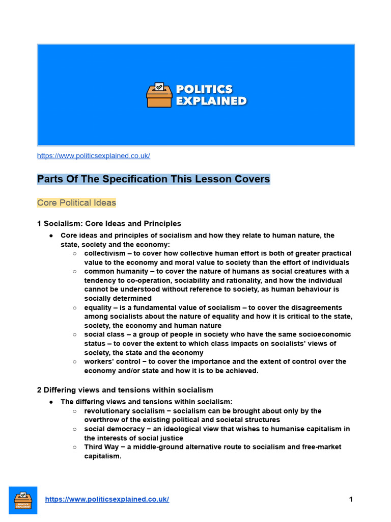 Socialism Core Principles and Key Divisions | PDF | Socialism | Social ...