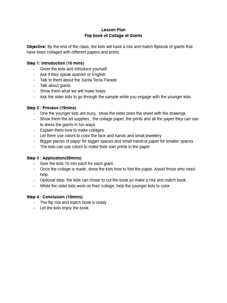 Preschool Giants Collage Lesson Plan | PDF