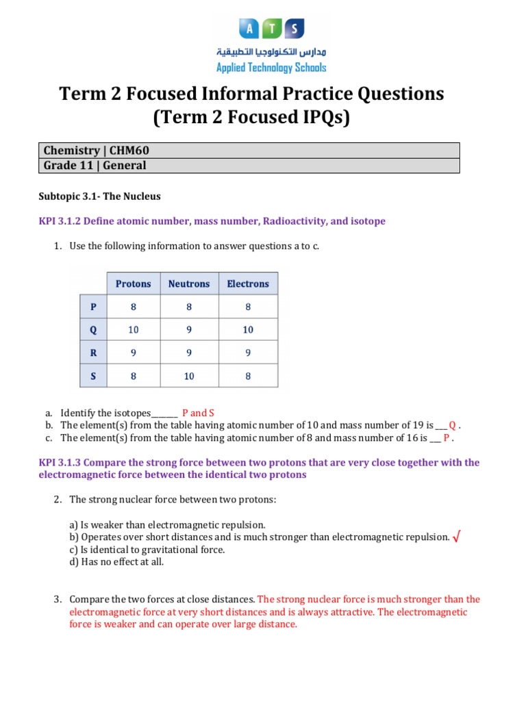 Ay2425 t2 Chm60 Focused Ipq Ak (Updated) | PDF | Nuclear Physics | Radioactive Decay