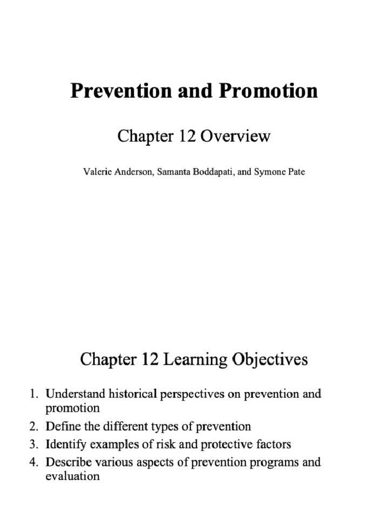 Prevention and Promotion | PDF