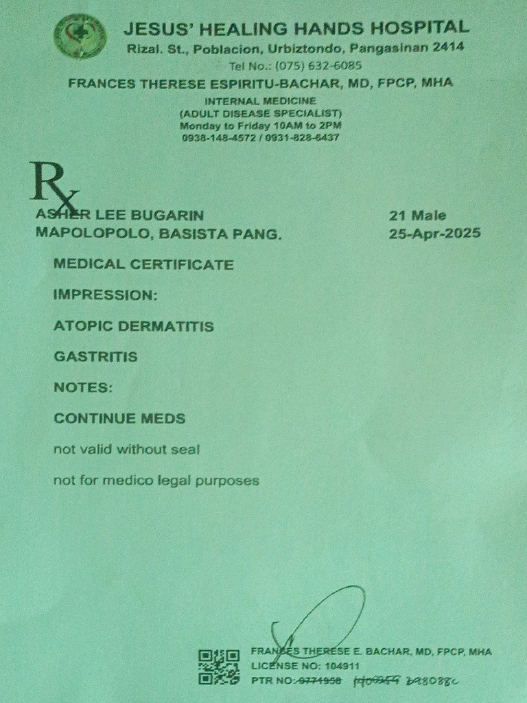 Medical Certificate - Asa | PDF