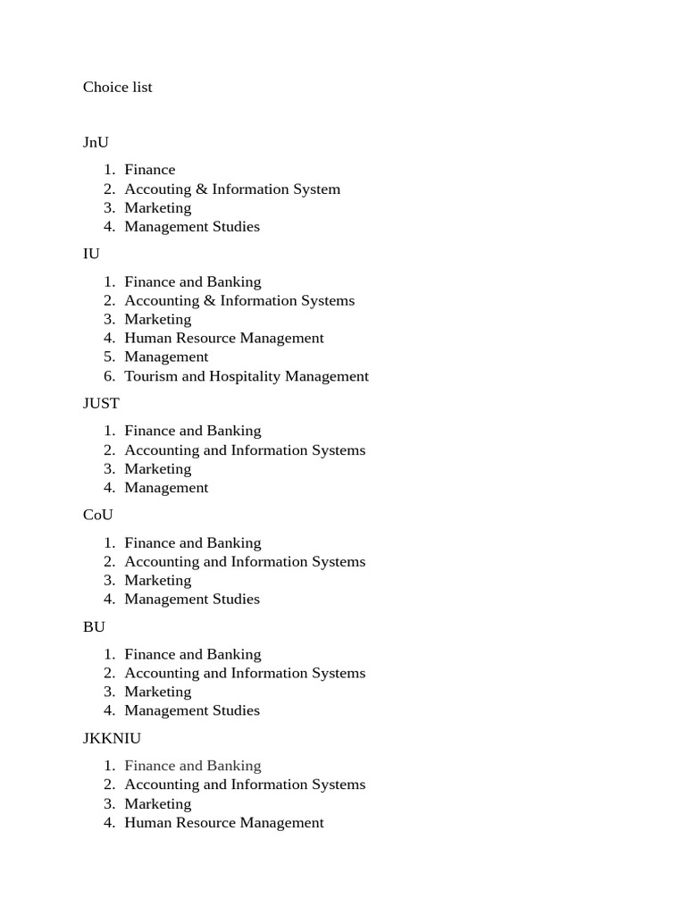 Choice list | PDF
