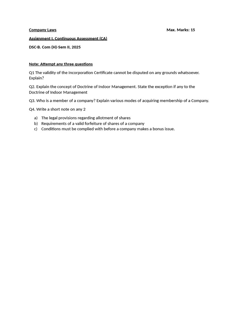 Comp Laws Assignment I Hons 2025 | PDF