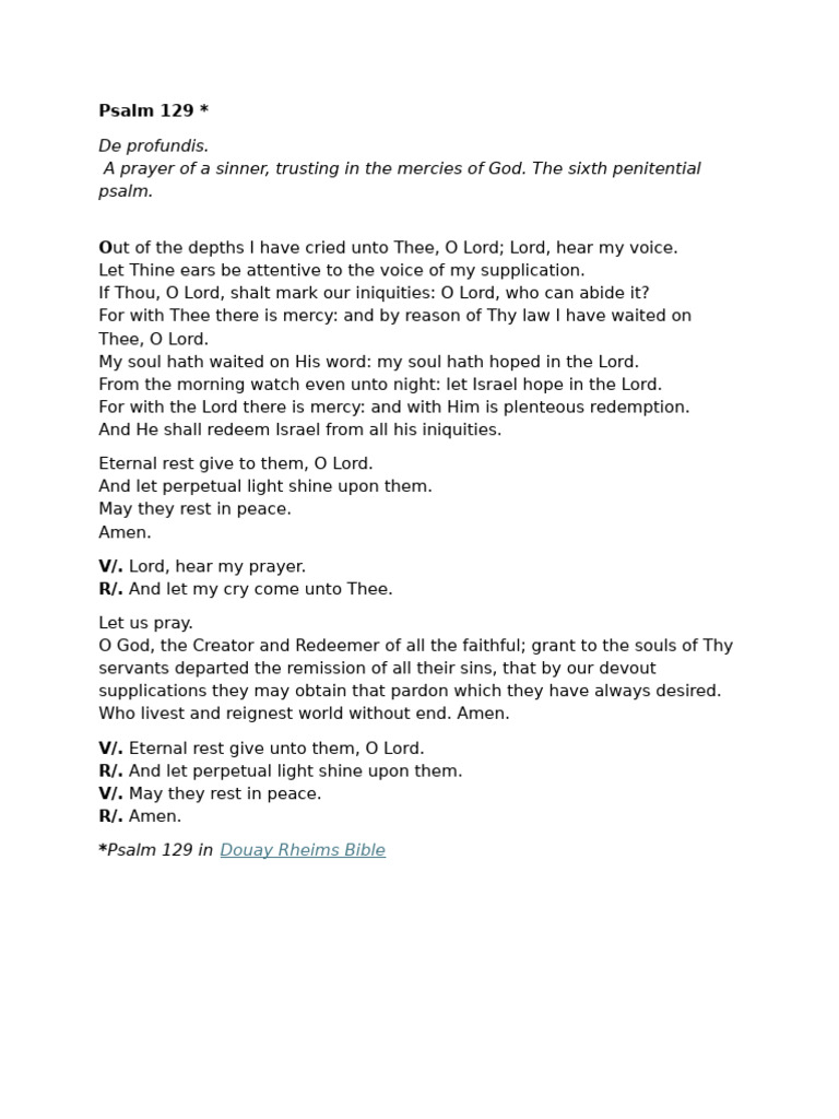 De Profundis - Psalm 129 | PDF