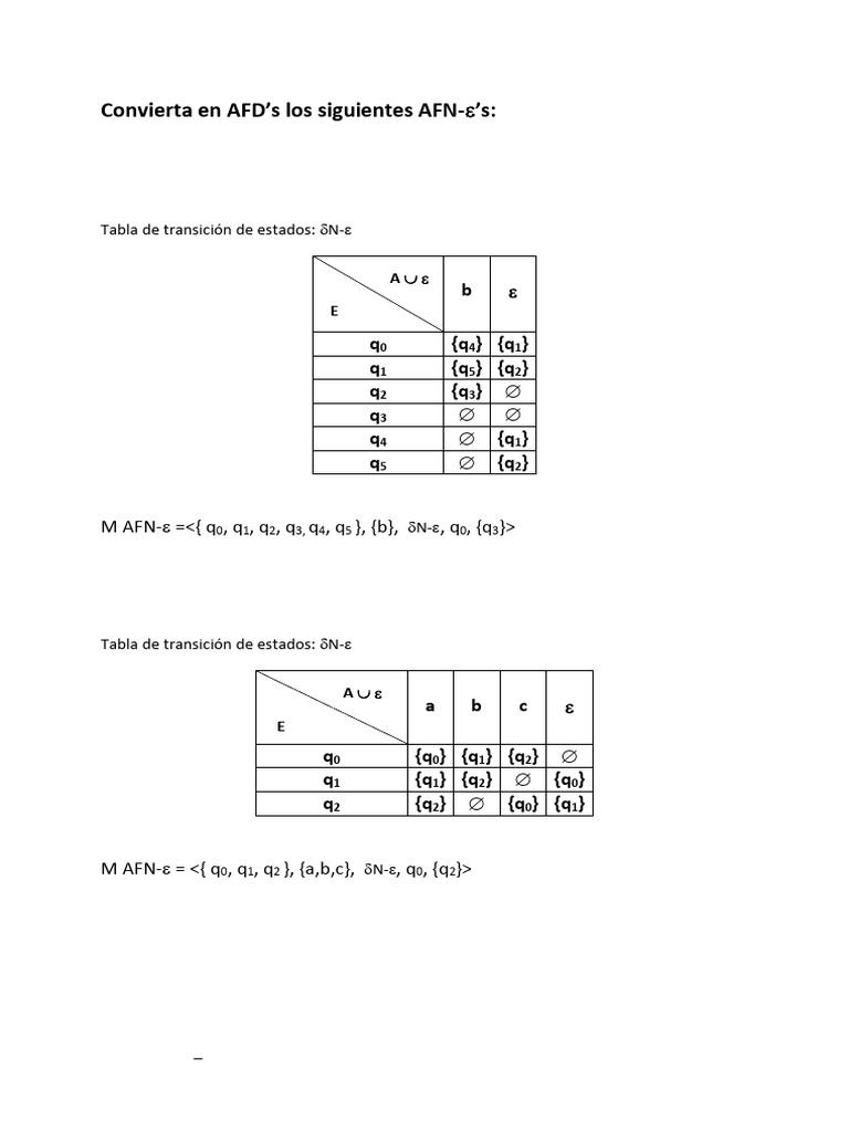 Ejercicio Conversion AFNE AFD | PDF