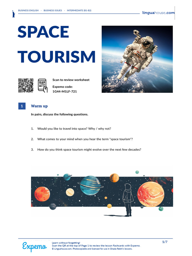 Space Tourism American English Student B1 B2 | PDF | Question | Astronautics