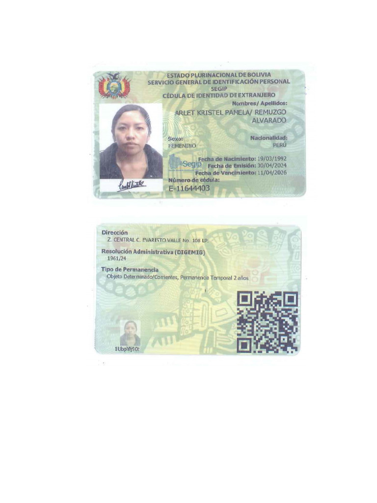 Cedula de Identidad de Extranjero | PDF