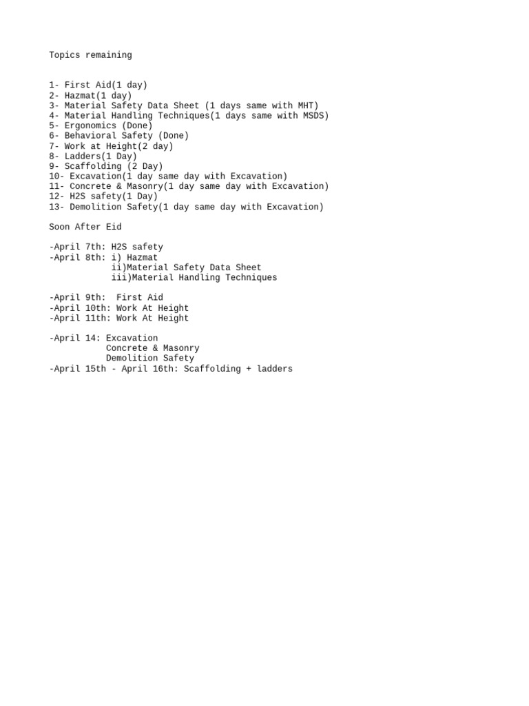 Topics Remaining | PDF
