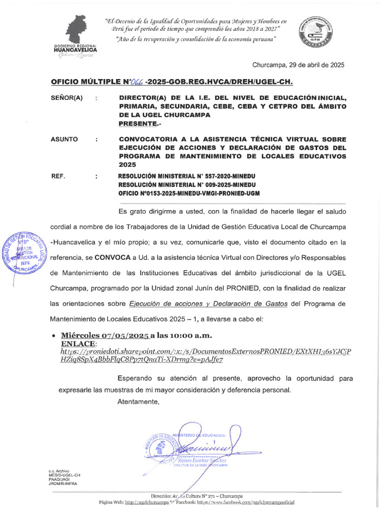 Oficio Mult 066-2025-ATV MantenimientoReg2025DGpronied | PDF