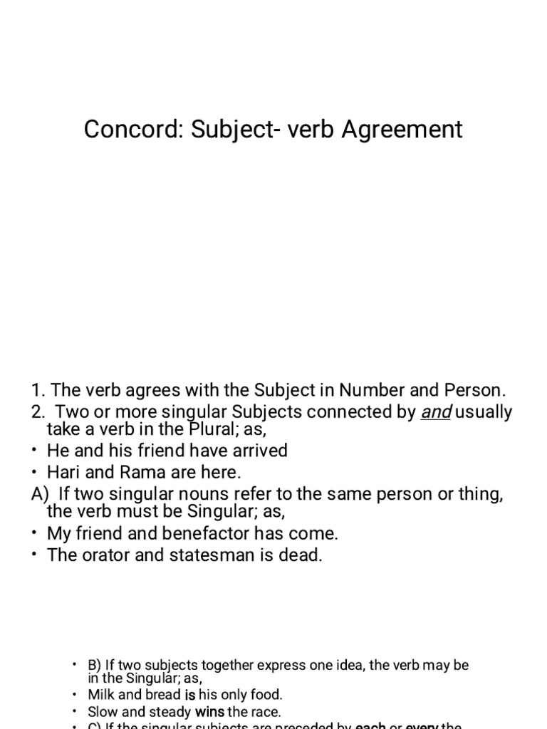 Concord-Agreement of The Verb With The Subject | PDF | Plural ...