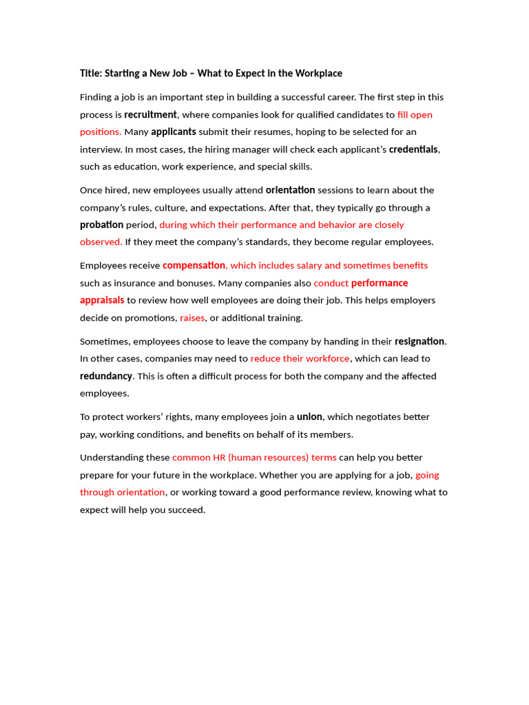New Job Expectations: A Guide | PDF