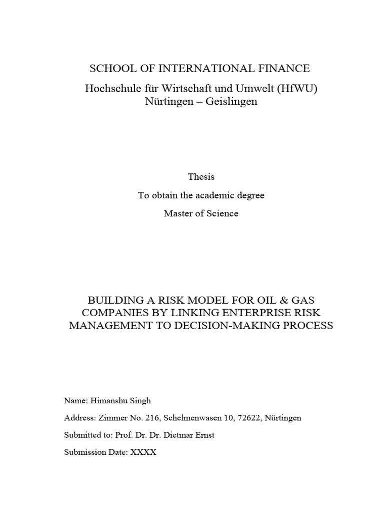 Master Thesis - BUILDING A RISK MODEL FOR OIL & GAS - Submitted by ...