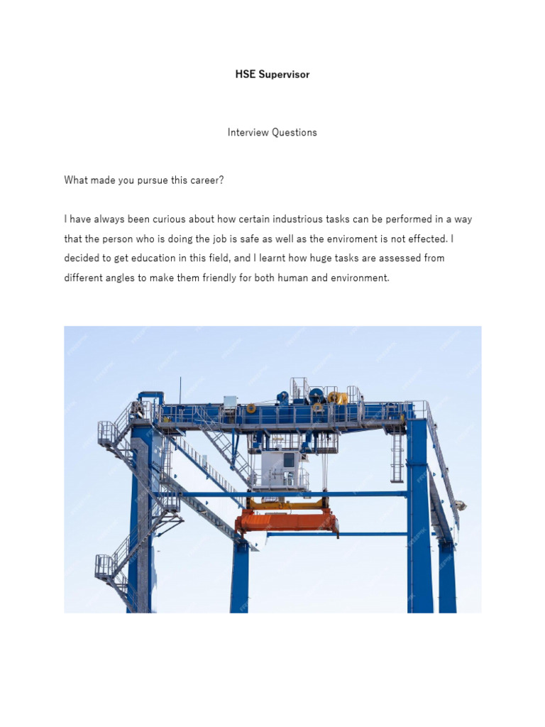Interview Opner For HSE Supervisor | PDF