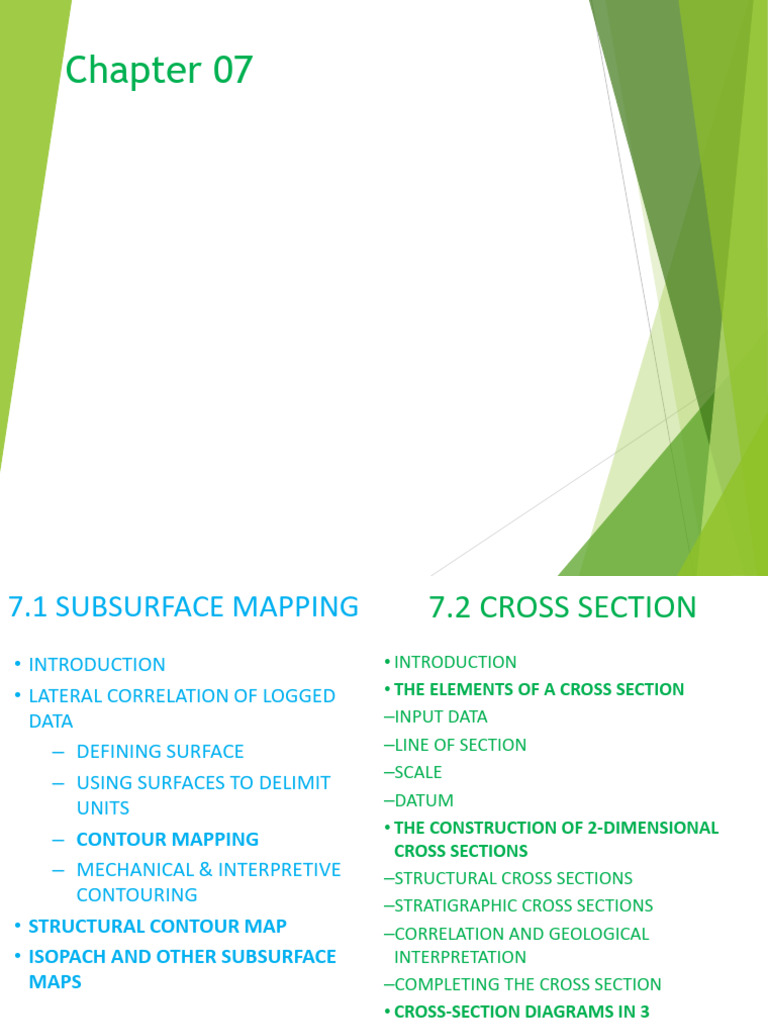 07-1 Chapter 07 Subsurface Mapping X-Section | PDF | Contour Line | Petroleum Reservoir