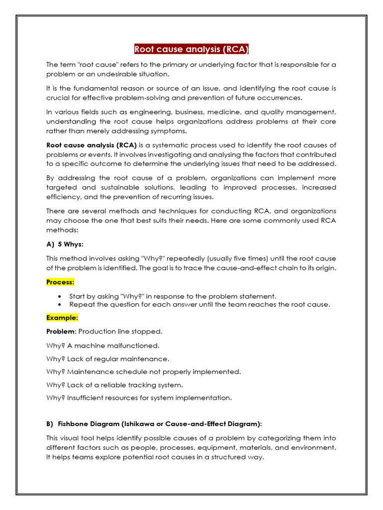 RCA Tools Description 1708808211 | PDF | Systems Thinking