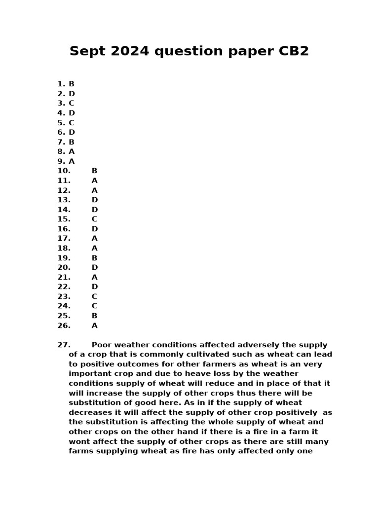 Sept 2024 question paper CB2 | PDF | Profit (Economics) | Gross Domestic Product