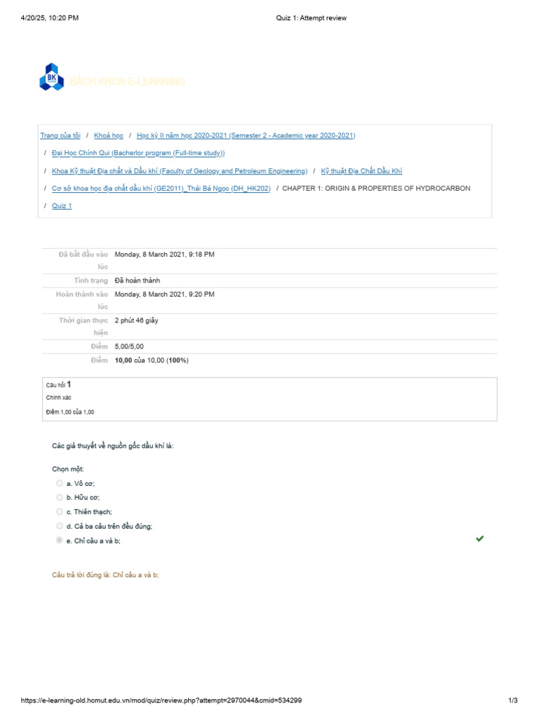 Quiz 1 - Attempt Review | PDF