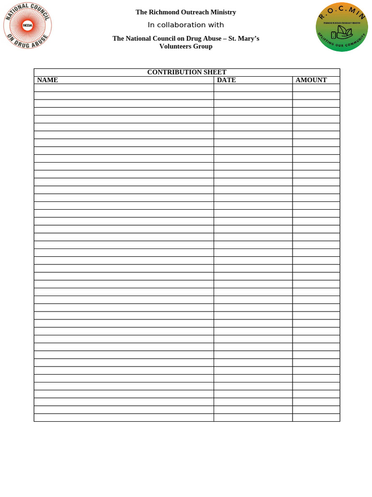 CONTRIBUTION SHEET= ROCMIN-NCDA | PDF