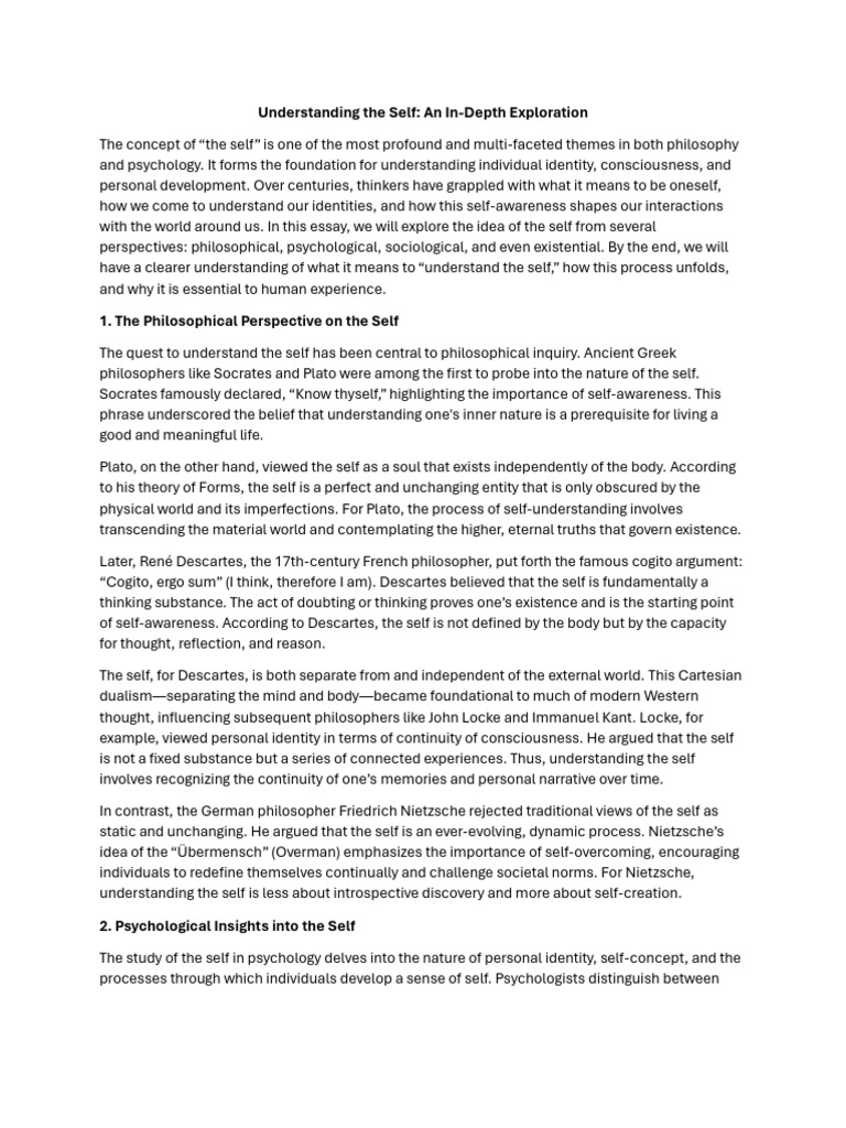 Understanding-the-Self Subject Summarized | PDF | Philosophy Of Self ...