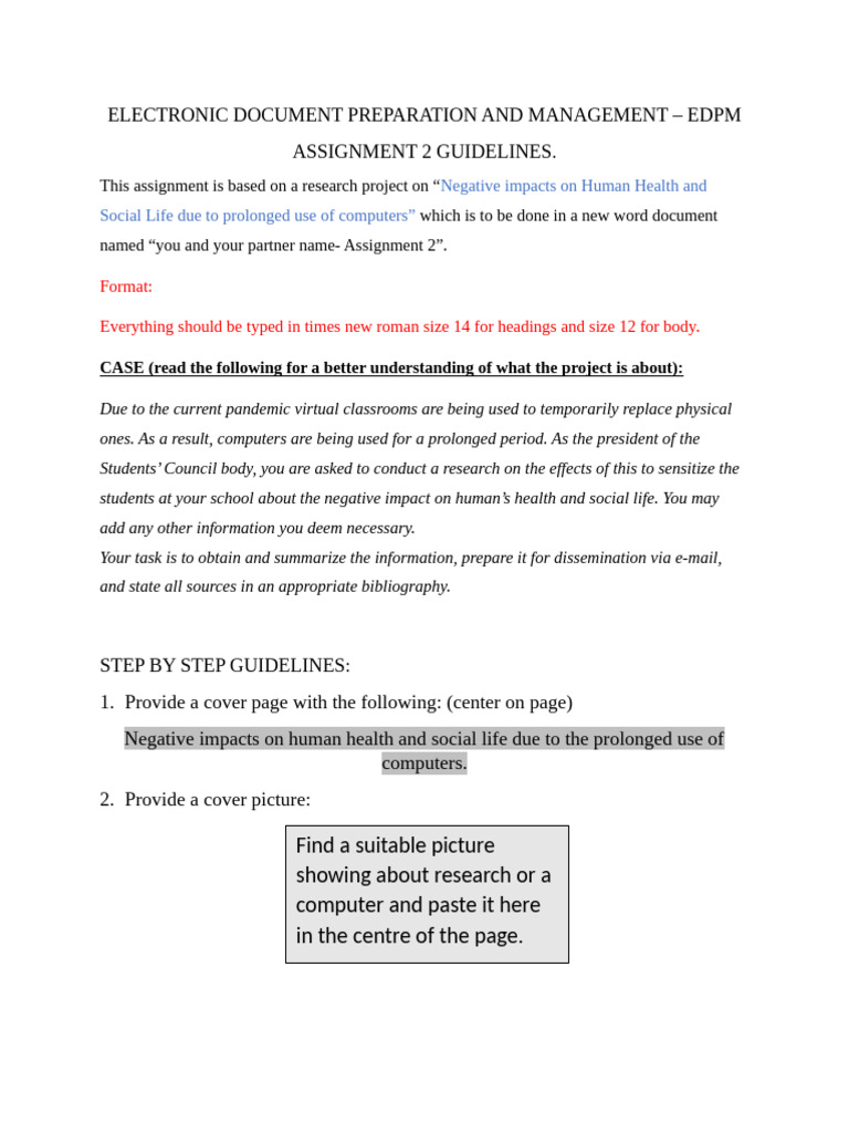 Edpm Assignment 2 Guidelines | PDF | Human Musculoskeletal System | Citation