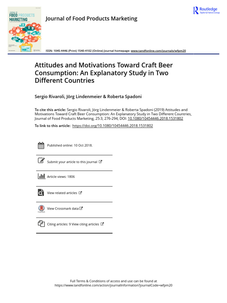 Attitudes and Motivations Toward Craft Beer Consumption an Explanatory ...